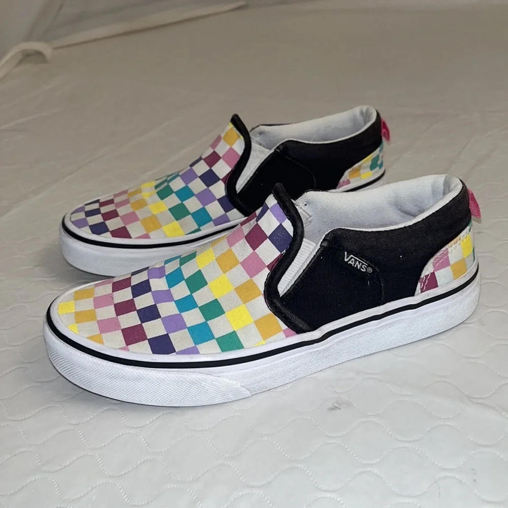 Vans | Shoes | Vans Asher Missy Rainbow Party Multicolor Checkerboard ...